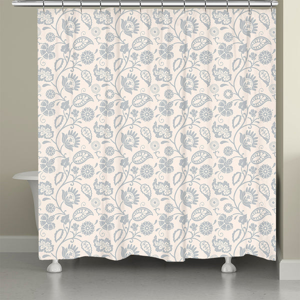 kathy ireland® HOME Bellini Floral Scroll Neutral Shower Curtain ...