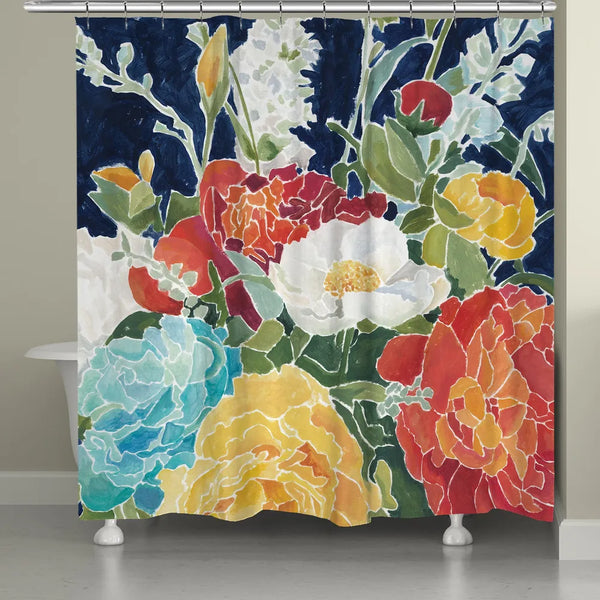 Midnight Floral Shower Curtain - Laural Home