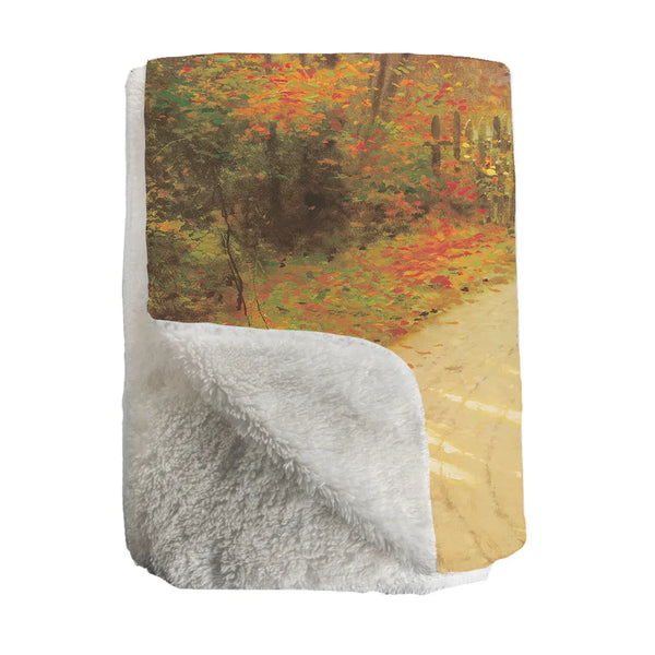 Thomas Kinkade Autumn Lane Sherpa Throw Blanket - Laural Home