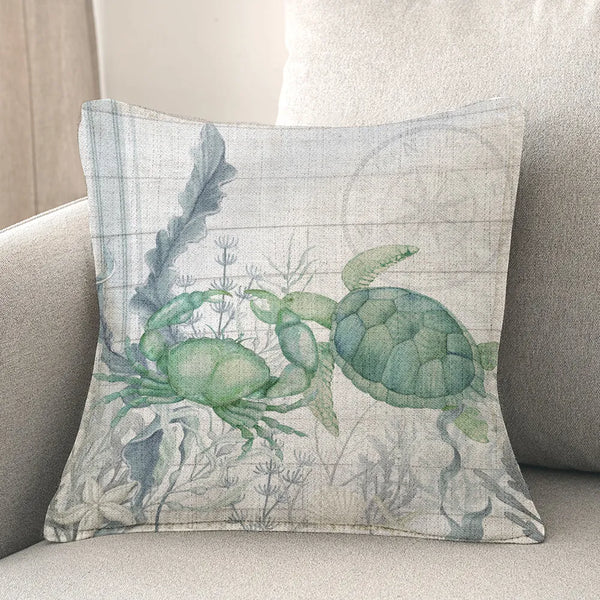 Beach Therapy Turtle Indoor Woven Decorative Pillow - Laural Home