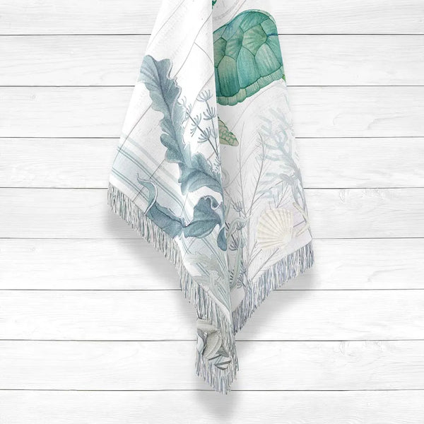 Beach Therapy Turtle Woven Throw Blanket - Laural Home