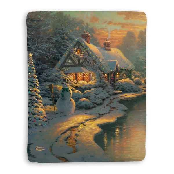 Thomas Kinkade Christmas Evening Sherpa Throw Blanket - Laural Home