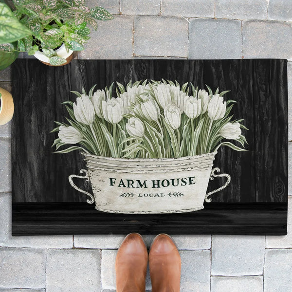Moody Farmhouse Tulips Outdoor Door Mat - Laural Home