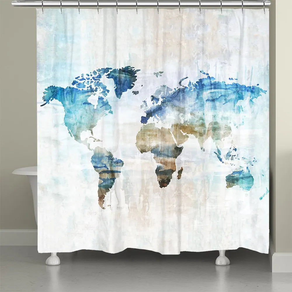 World Travelers Map Shower Curtain - Laural Home